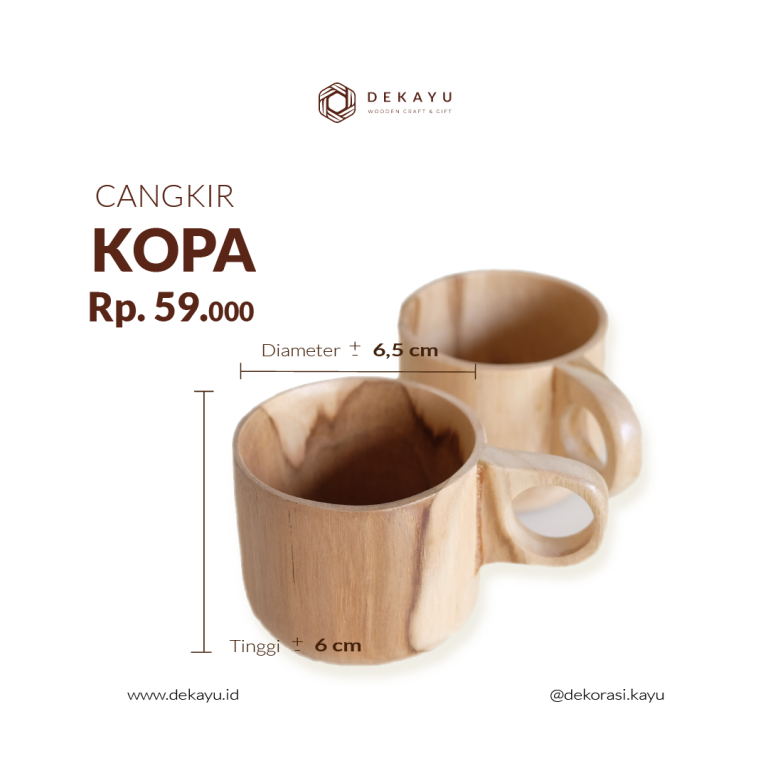 Cangkir Kayu Jati Kopa | Gelas | Alat Makan - Dekayu
