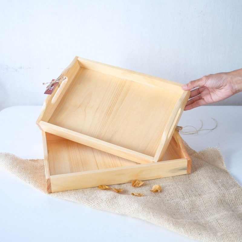 Nampan Kayu Pinus Handle | Nampan | Tatakan | Tatakan Kayu - Dekayu