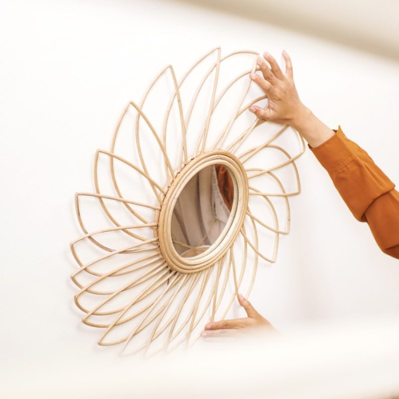 Walldecor Hiasan Dinding Rotan Srita | Cermin Rias Rotan Dinding 60cm ...